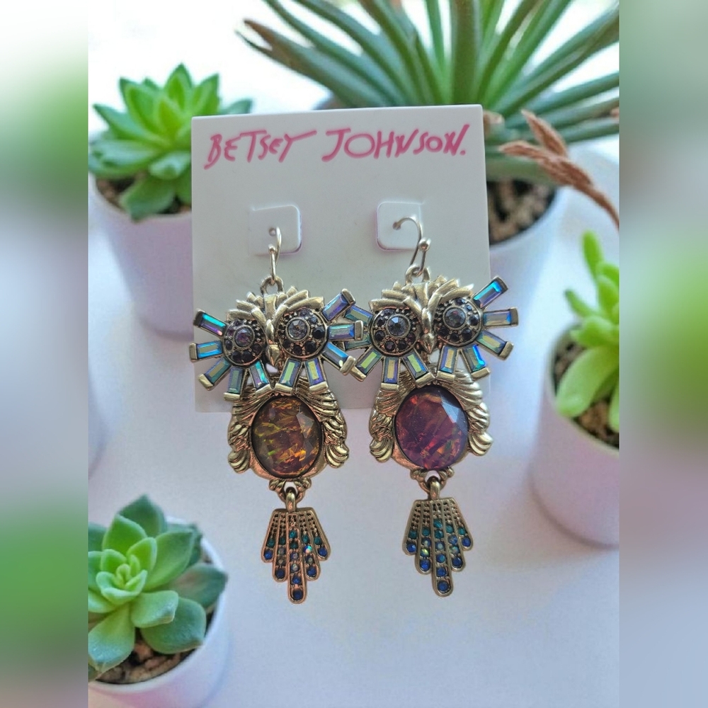 Betsey Johnson Owl Drop EAulticolor Owl Earrings | eBay